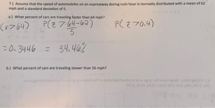 Solved Assume that the speed of automobiles on an expressway | Chegg.com
