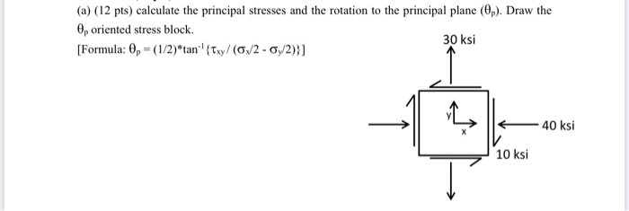 Solved (a) (12 pts) calculate the principal stresses and the | Chegg.com