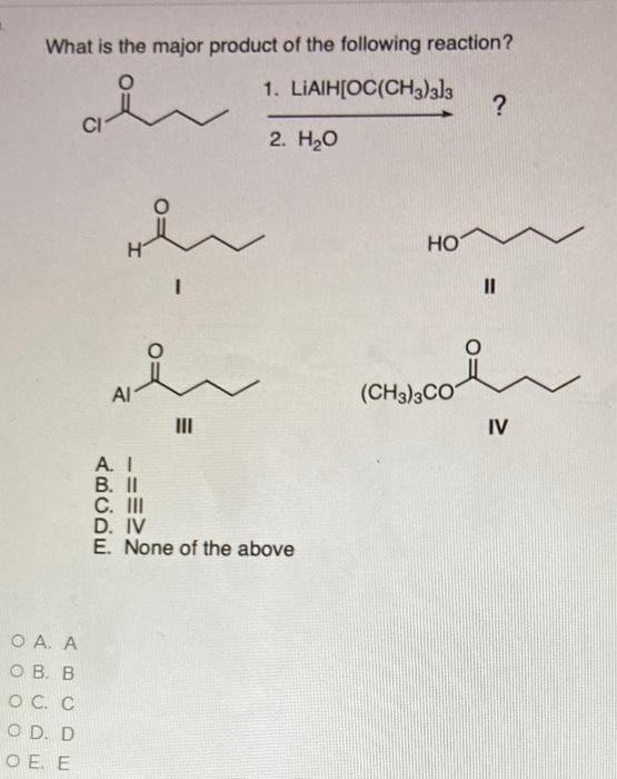 Solved What is the major product of the following reaction? | Chegg.com