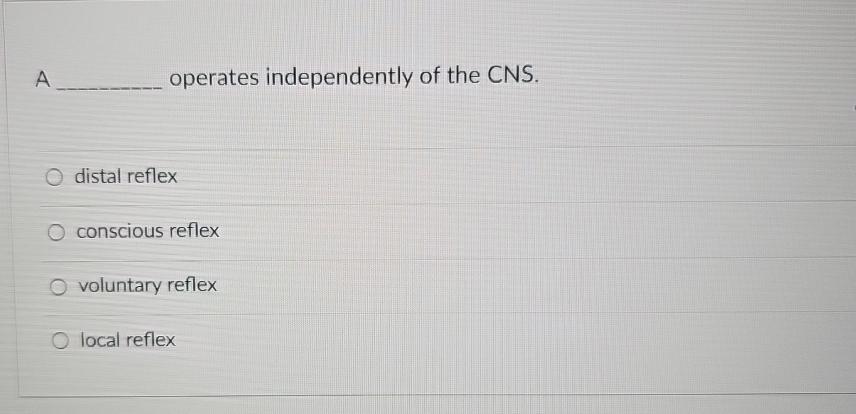 Solved A operates independently of the CNS.distal | Chegg.com