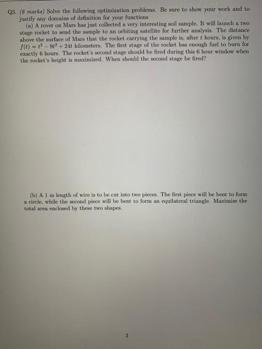 Solved Q3. (6 marks) Solve the following optimization | Chegg.com