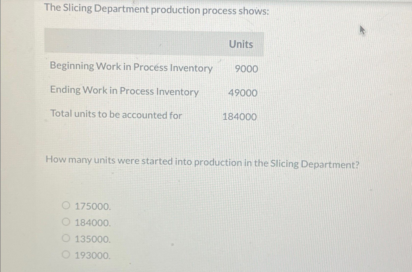 Solved The Slicing Department production process | Chegg.com