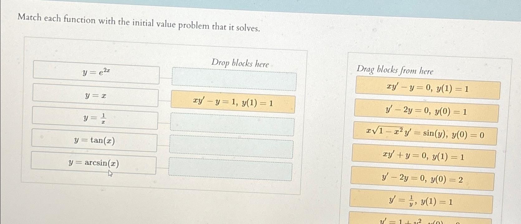 Solved Match each function with the initial value problem | Chegg.com