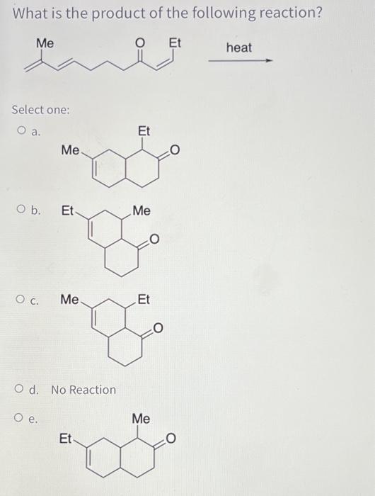 Solved What Is The Product Of The Following Reaction Select