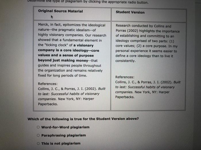 Solved URGENT! Is it: word for word plagiarism, paraphrasing | Chegg.com