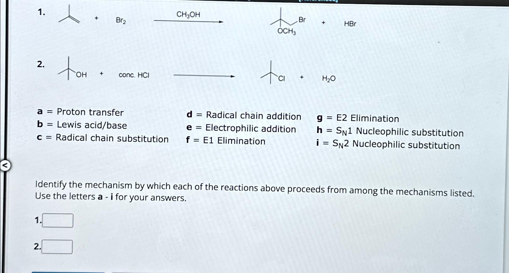 Solved a= ﻿Proton transferb = ﻿Lewis acid/basec = ﻿Radical | Chegg.com
