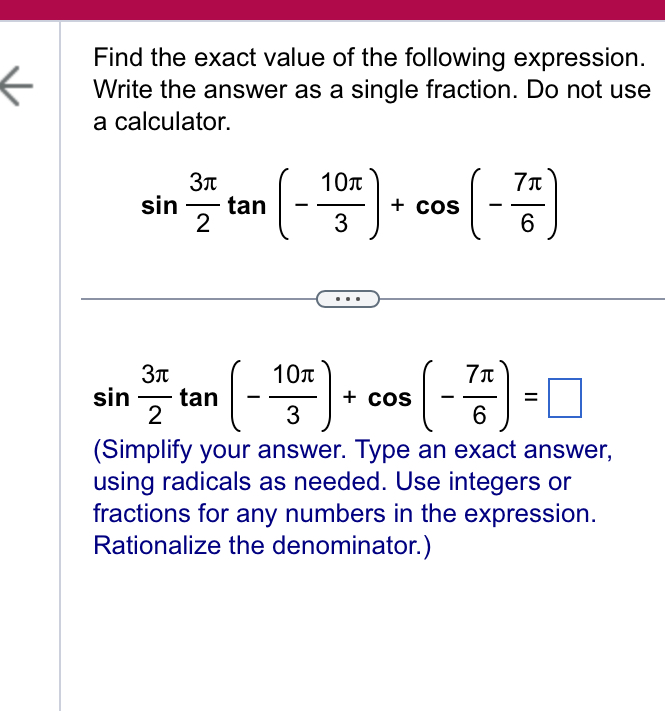 Solved Find the exact value of the following expression. | Chegg.com