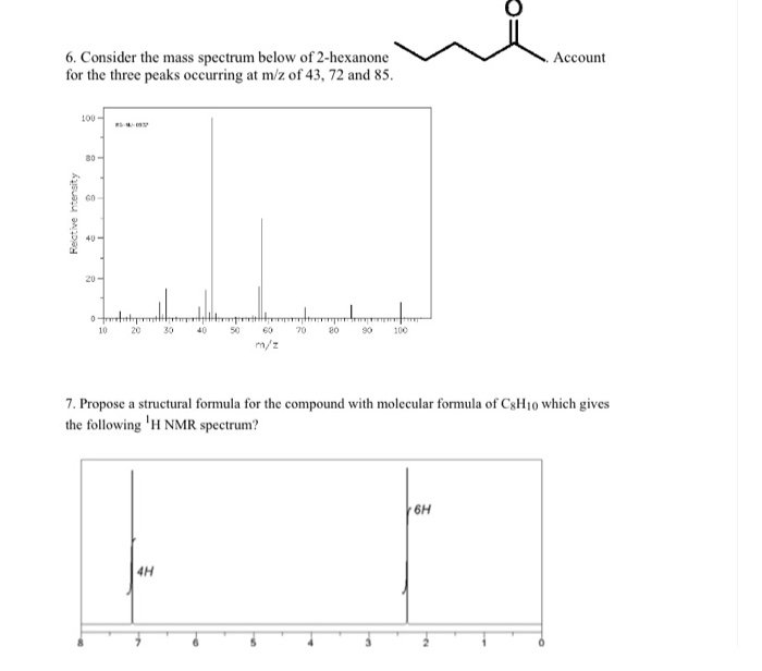 Solved 6. Consider the mass spectrum below of 2-hexanone for | Chegg.com