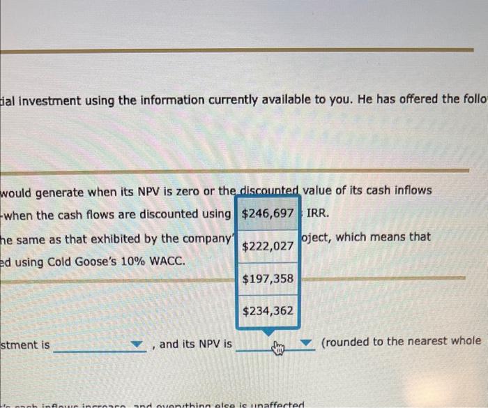Solved 3. Understanding the IRR and NPV The net present | Chegg.com