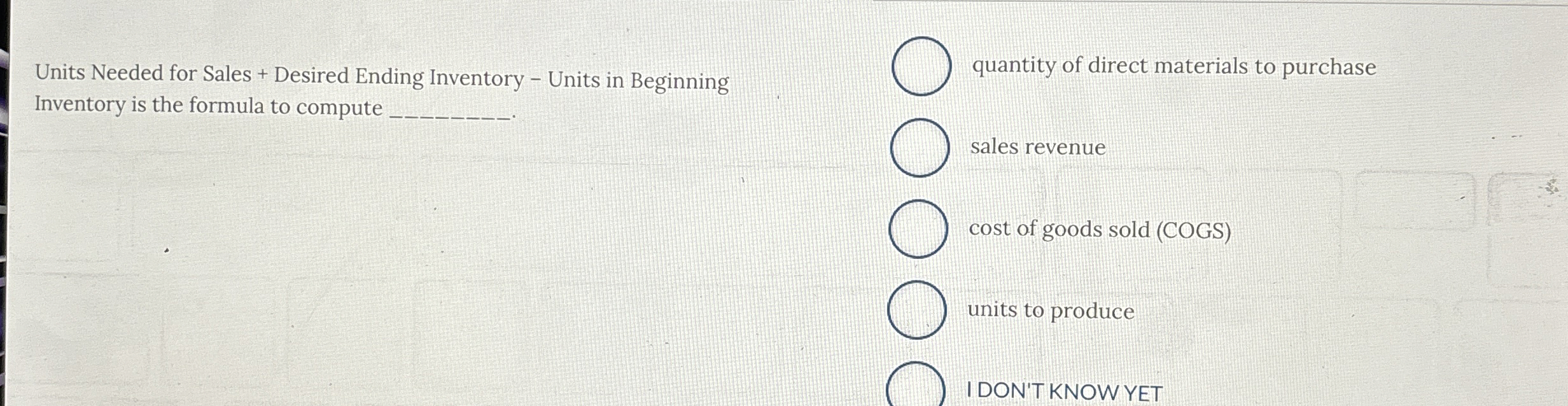Solved Units Needed for Sales + ﻿Desired Ending Inventory - | Chegg.com