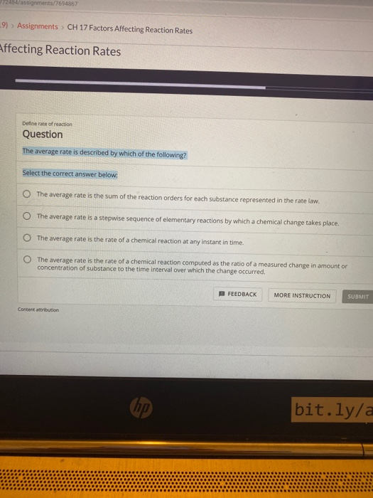 Solved > Assignments > CH 17 Factors Affecting Reaction | Chegg.com