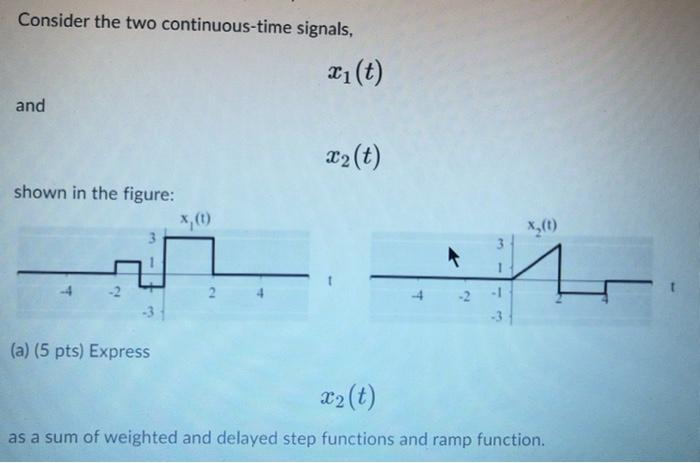 Solved Consider the two continuous-time signals, X1 (t) and | Chegg.com