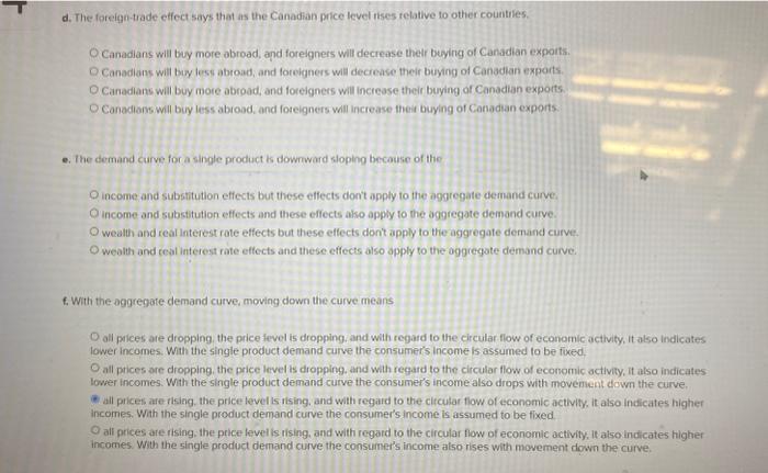 Solved d. The foreign-trade effect says that as the Canadian | Chegg.com