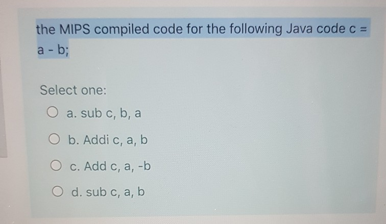 Solved the MIPS compiled code for the following Java code c | Chegg.com