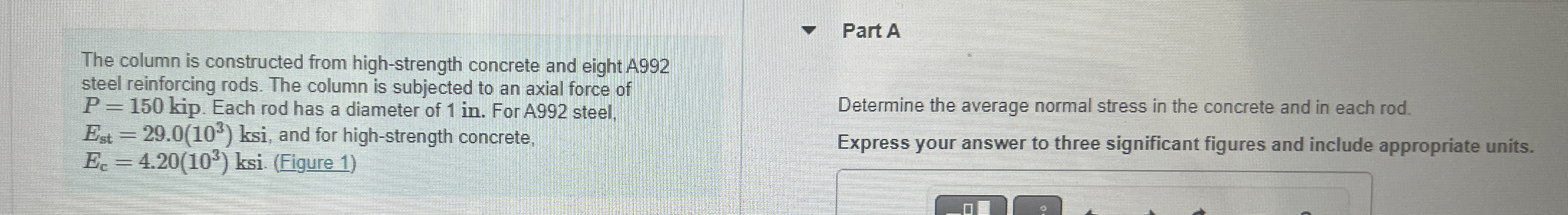 The column is constructed from high-strength concrete | Chegg.com