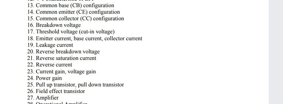 Solved 13. Common base (CB) configuration 14. Common emitter | Chegg.com