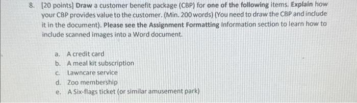 Solved 3. [20 points] Draw a customer benefit package (CBP) | Chegg.com