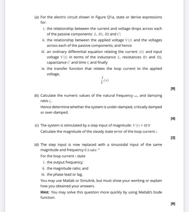 Solved Figure Q1a shows an electrical circuit with capacitor | Chegg.com