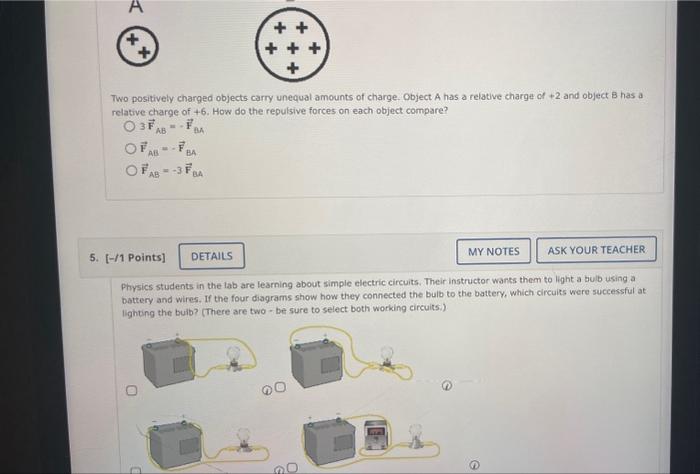 Solved Two positively charged objects camy unequal amounts | Chegg.com