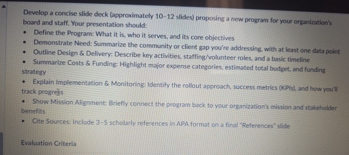 Solved Develop a concise slide deck (approximately 10-12 | Chegg.com