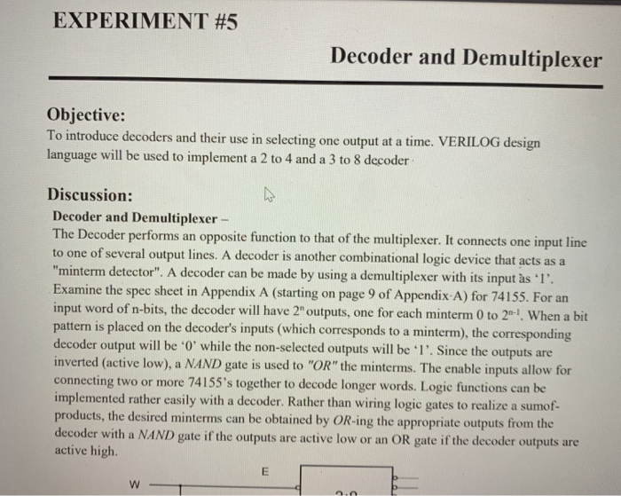 Solved EXPERIMENT #5 Decoder and Demultiplexer Objective: To | Chegg.com