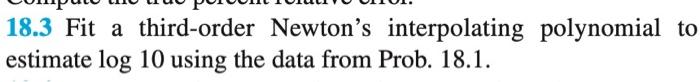 Solved 18.1 Estimate the common logarithm of 10 using linear | Chegg.com