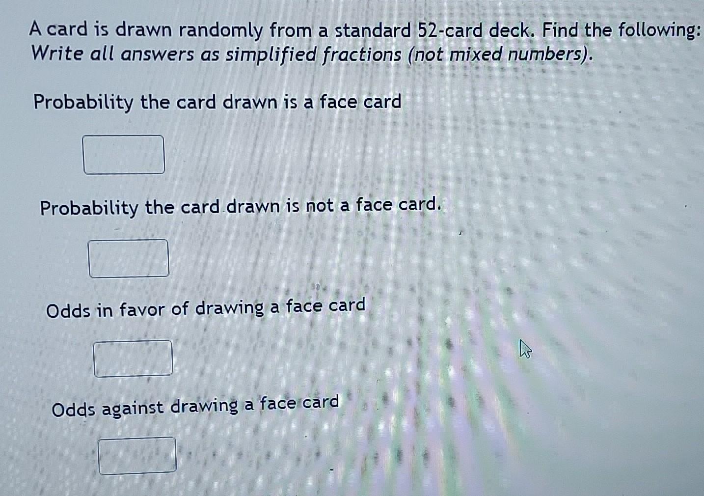 Solved A card is drawn randomly from a standard 52-card | Chegg.com
