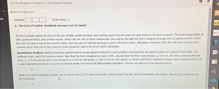 Solved Ch 10 elueprint Problems - The Cost of Captal flack | Chegg.com