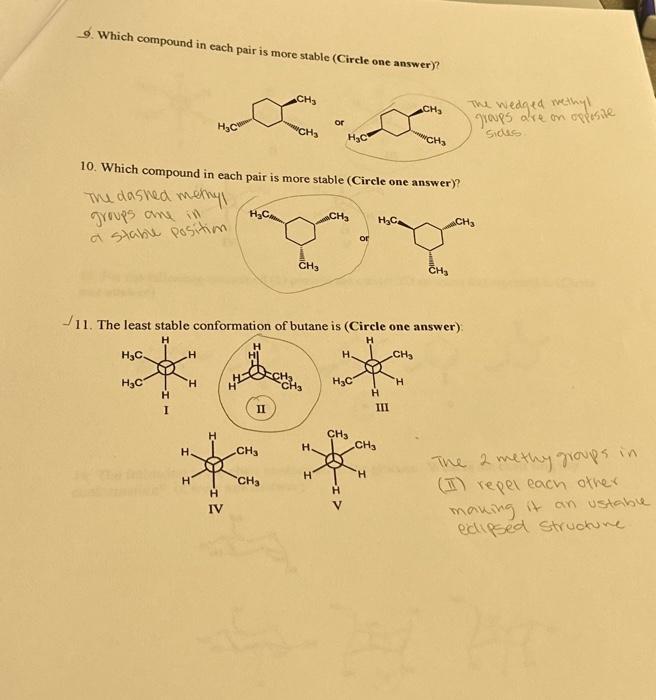 Solved 8. For the following compound (1) provide the most | Chegg.com