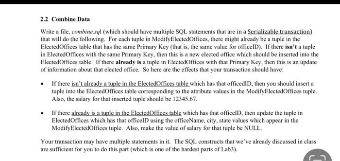 Solved 2 2 Combine Data Write A File Combine Sql Which