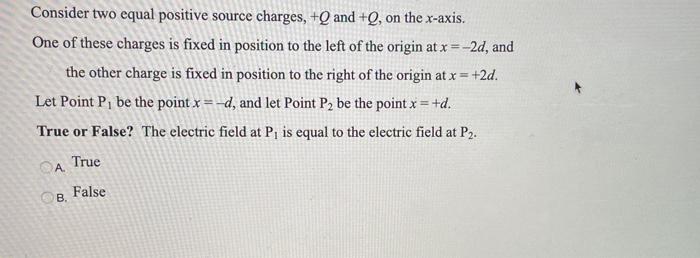 Solved consider two equal positive source charges + Q and + | Chegg.com