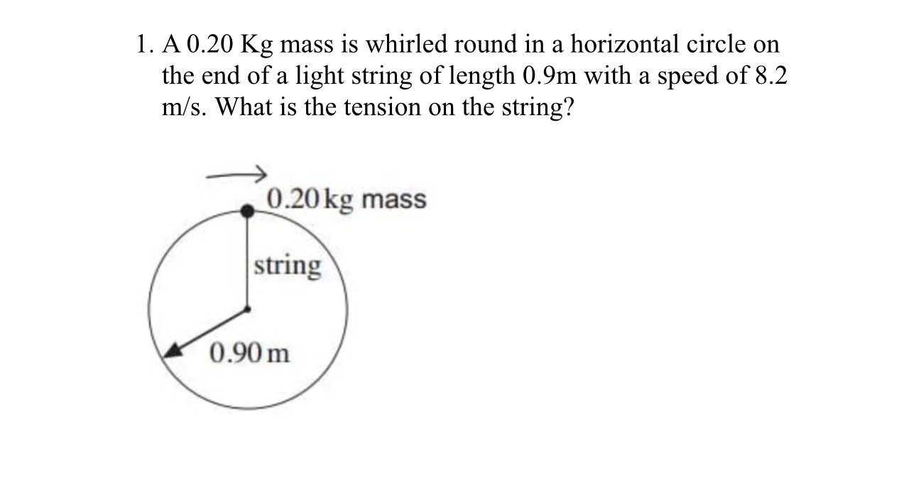 Solved A 0.20Kg ﻿mass is whirled round in a horizontal | Chegg.com