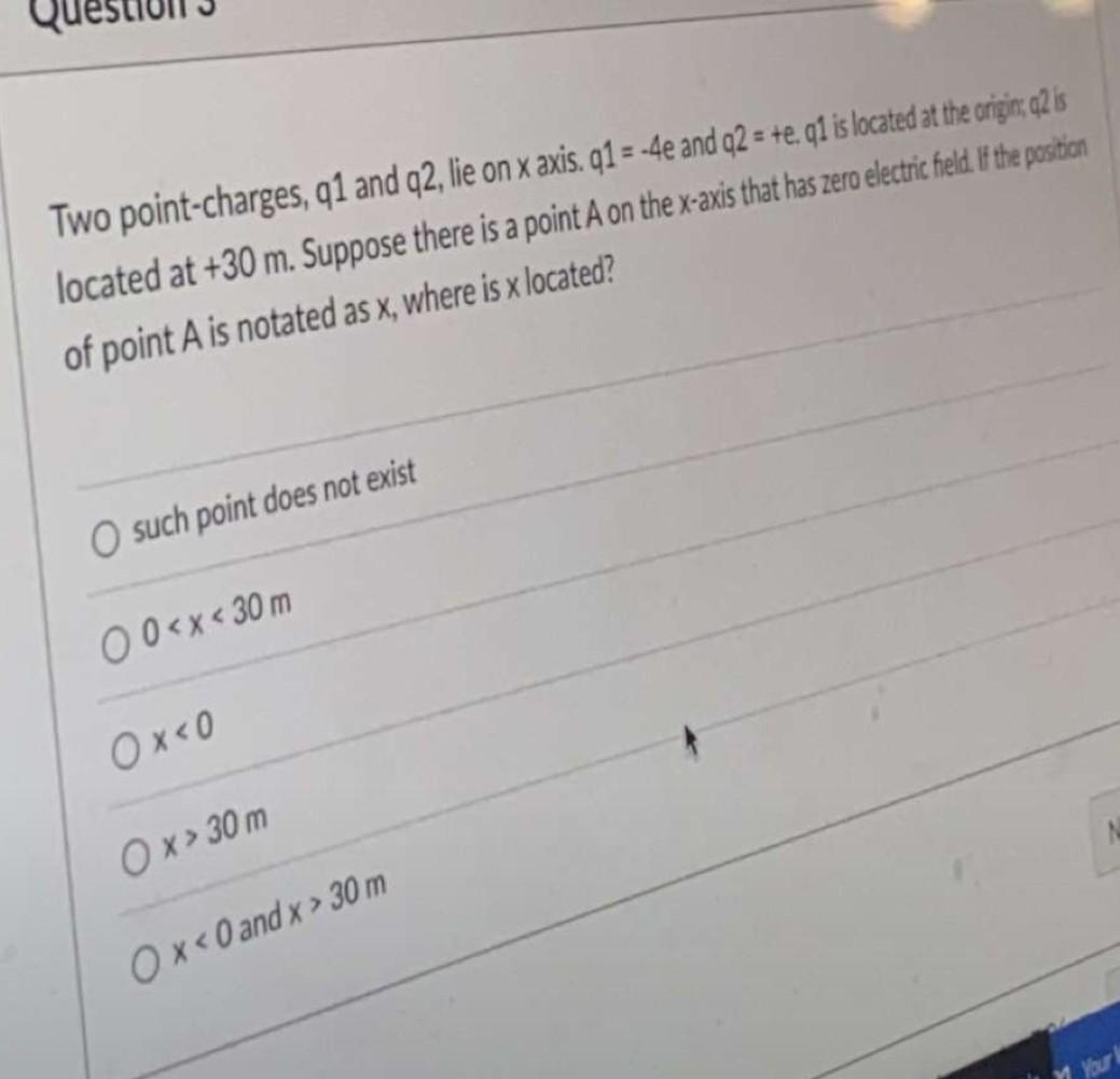 Solved Two point-charges, q1 and q2, lie on x axis. q1=−4e | Chegg.com