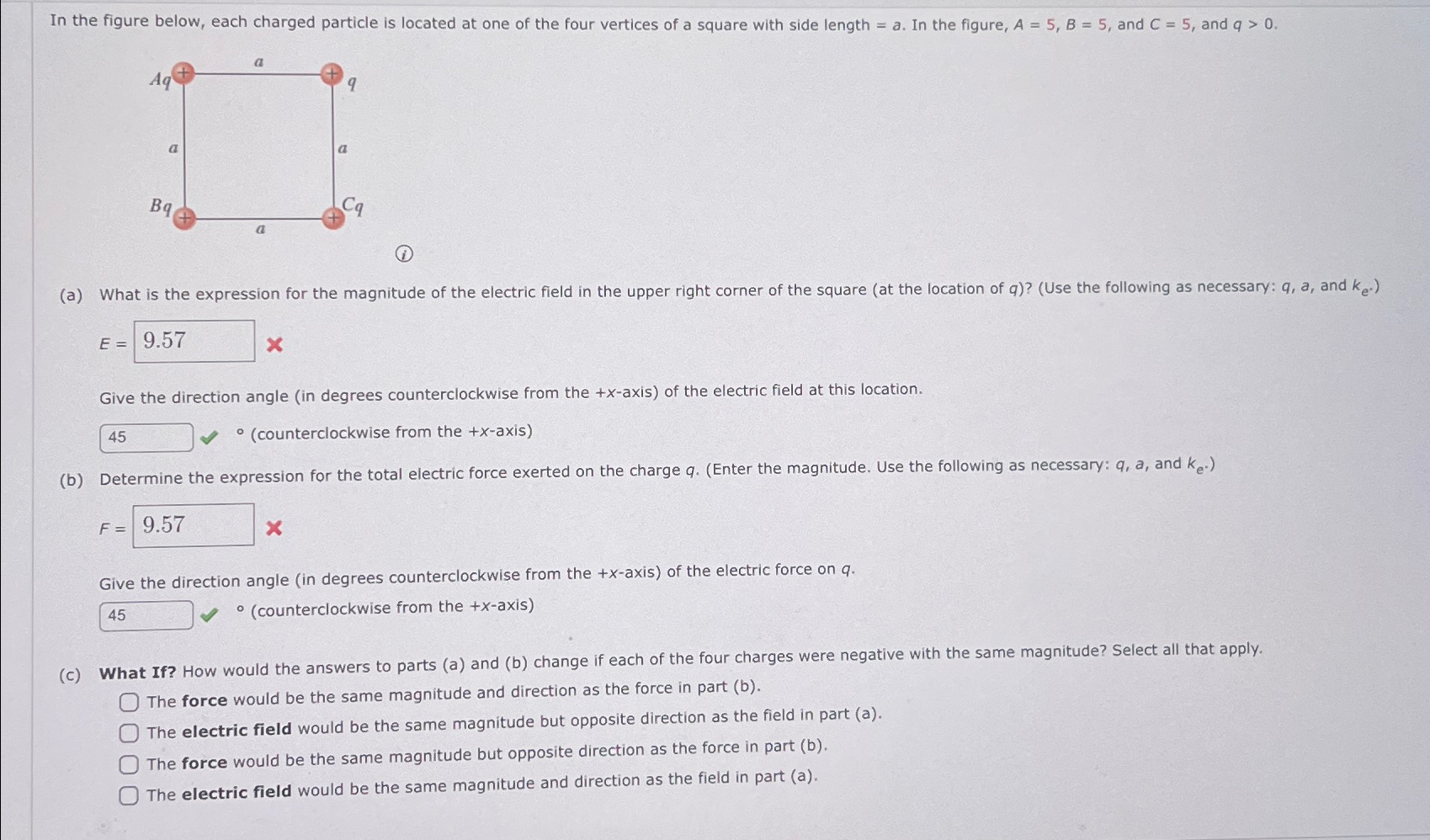 Solved In the figure below, each charged particle is located | Chegg.com
