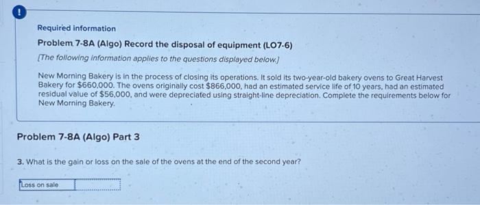 Solved Required information Problem 7-8A (Algo) Record the | Chegg.com