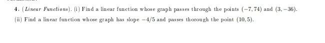 Solved 4 Linear Functions I Find A Linear Function 2857