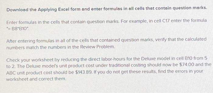 Solved Download the Applying Excel form and enter formulas | Chegg.com