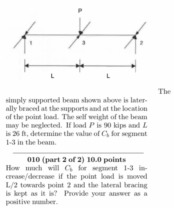 Solved The simply supported beam shown above is later- ally | Chegg.com