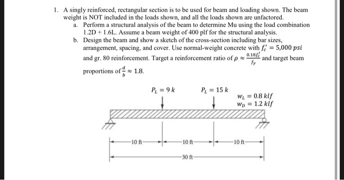 Solved 1. A singly reinforced, rectangular section is to be | Chegg.com