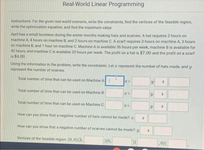 Solved Real-World Linear Programming Instructions: For the | Chegg.com