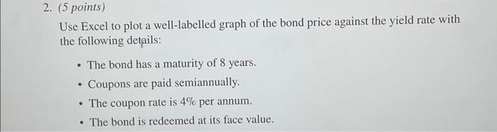 Solved Use Excel to plot a well-labelled graph of the bond | Chegg.com