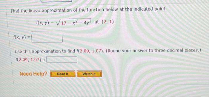 Solved Find the linear approximation of the function below | Chegg.com