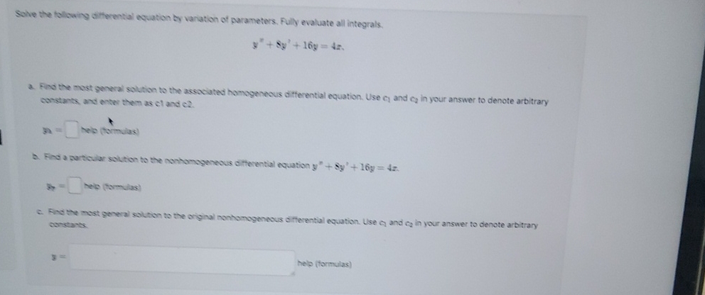 Solved Solve the following ditherental equation by variation | Chegg.com