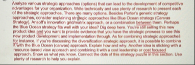 Solved Analyze various stralegic approaches (options) ﻿that | Chegg.com