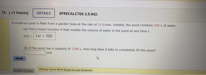 Solved 15. (-/1 Points) DETAILS SPRECALC7GE 2.5.042. A small | Chegg.com Solved 15. (-/1 Points) DETAILS SPRECALC7GE 2.5.042. A small | Chegg.com