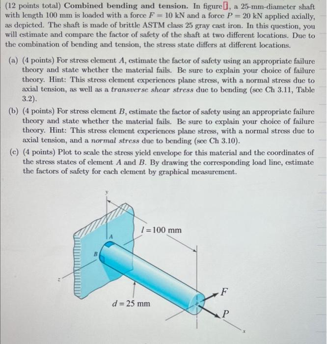 Solved (12 points total) Combined bending and tension. In | Chegg.com