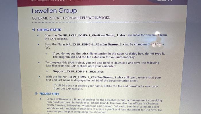 Lewellen Group GENERATE REPORTS FROM MULTIPLE | Chegg.com