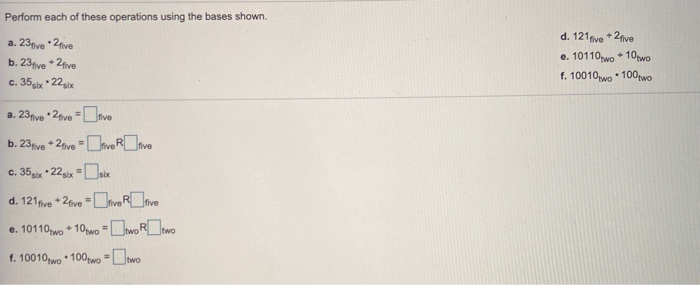 Solved Perform each of these operations using the bases | Chegg.com