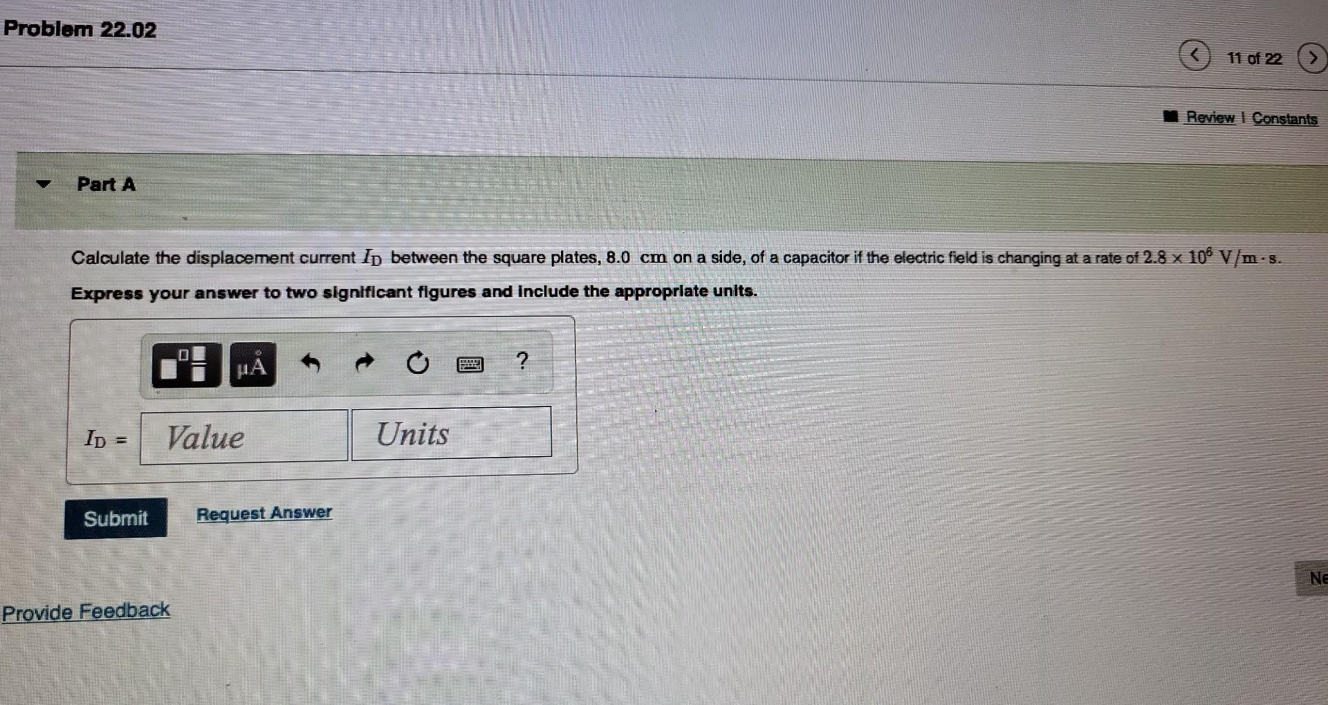 Solved Calculate the displacement current ID between the | Chegg.com