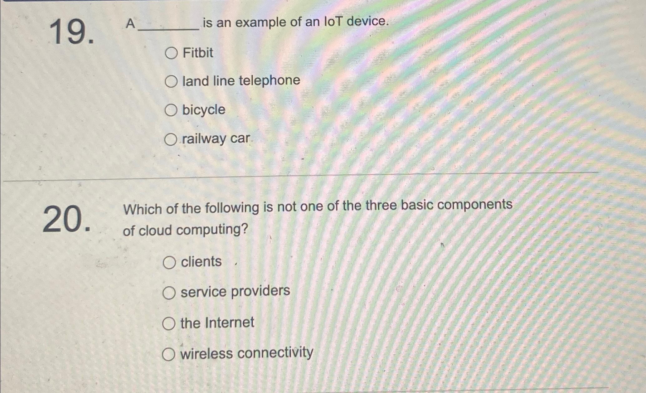 Solved Ais an example of an loT device.Fitbitland line | Chegg.com